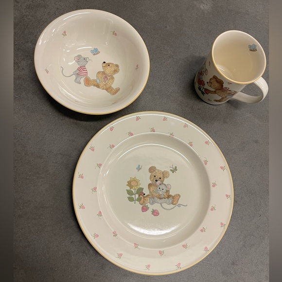 Mikasa | Dining | Vintage Mikasa Teddy 3 Piece Childrens Porcelain ...